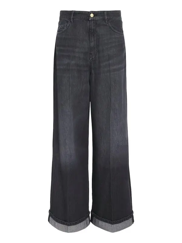 Max Mara Turn-up Hem Wide-leg Jeans - Black