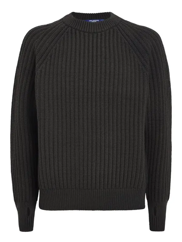 Junya Watanabe Wool Ribbed Crewneck Sweater - Black