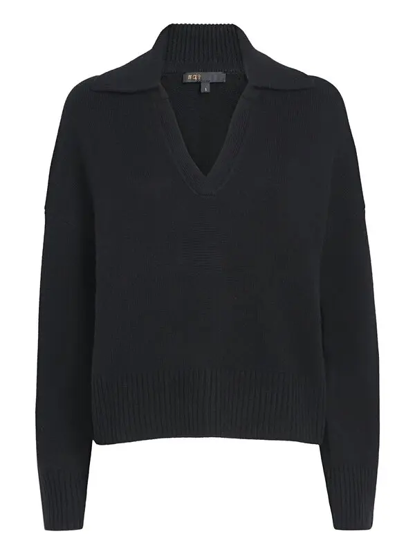 Maje Collared Wool-cashmere Blend Sweater - Black