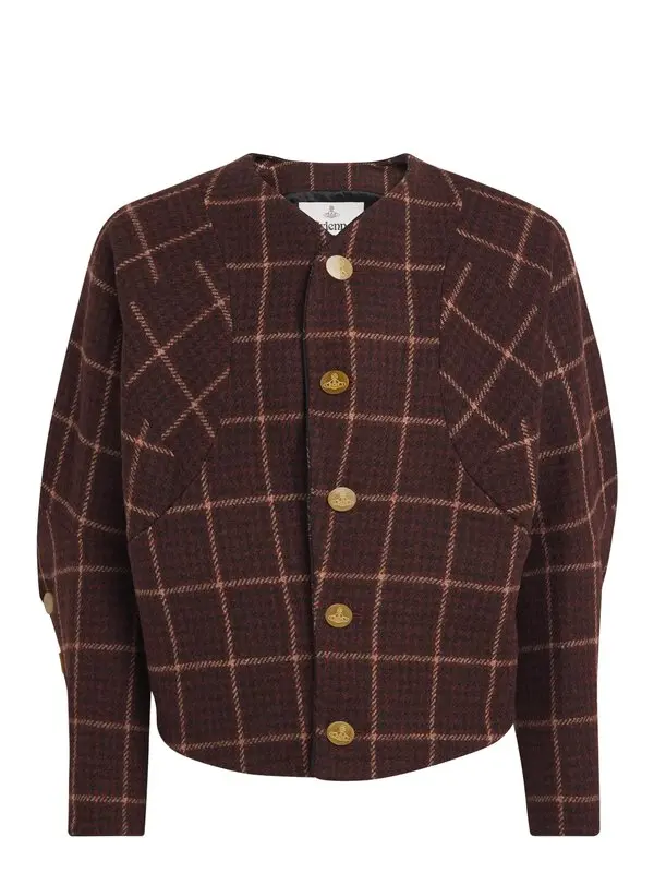 VIVIENNE WESTWOOD Wool Tartan Pourpoint Jacket - Brown