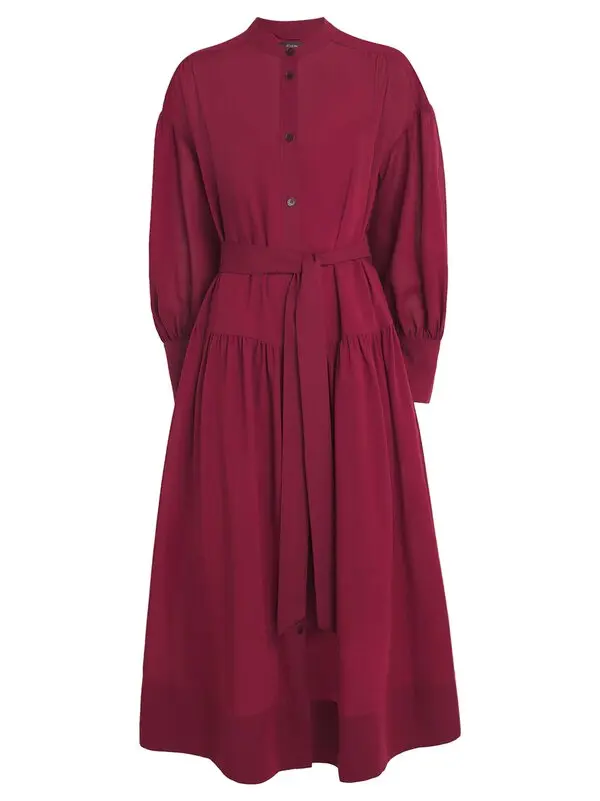 JOSEPH Wool-blend Emma Midi Shirt Dress - Red