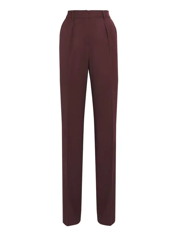 Max Mara Virgin Wool Straight Trousers - Red