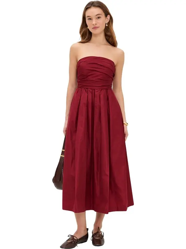 Tanya Taylor Mina Strapless Maxi Dress - Smoked Paprika