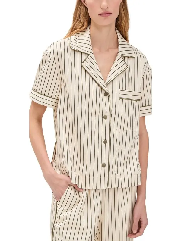 HOMMEY Striped Short Sleeve Shirt - Matcha Stripe