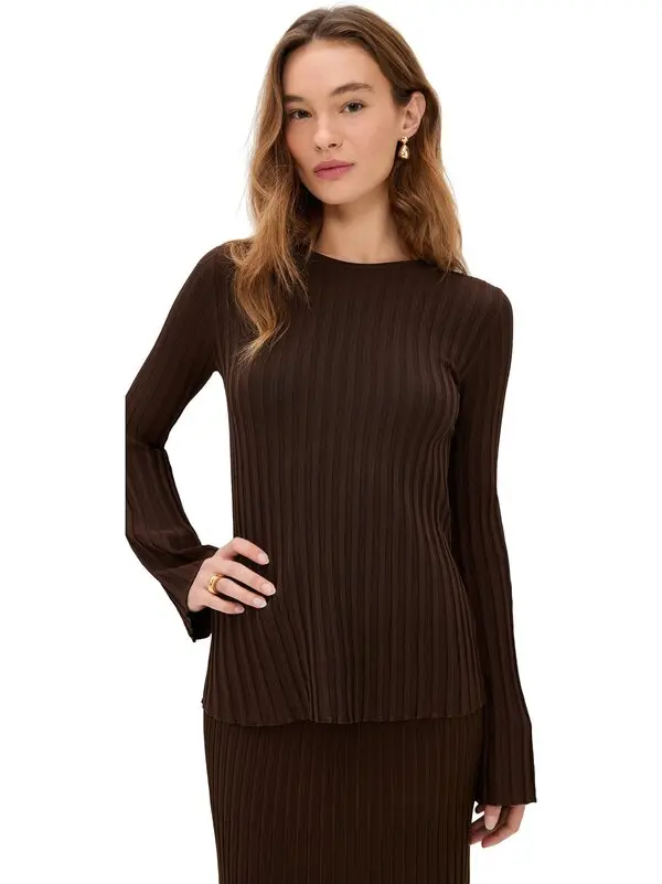 Jenni Kayne Dara Long Sleeve Top - Chocolate