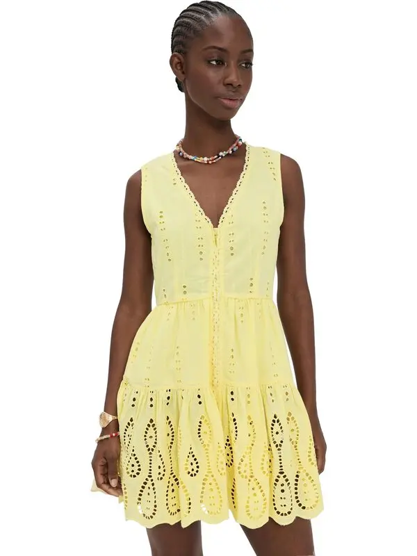 Playa Lucila Eyelet Mini Dress - Butter Yellow
