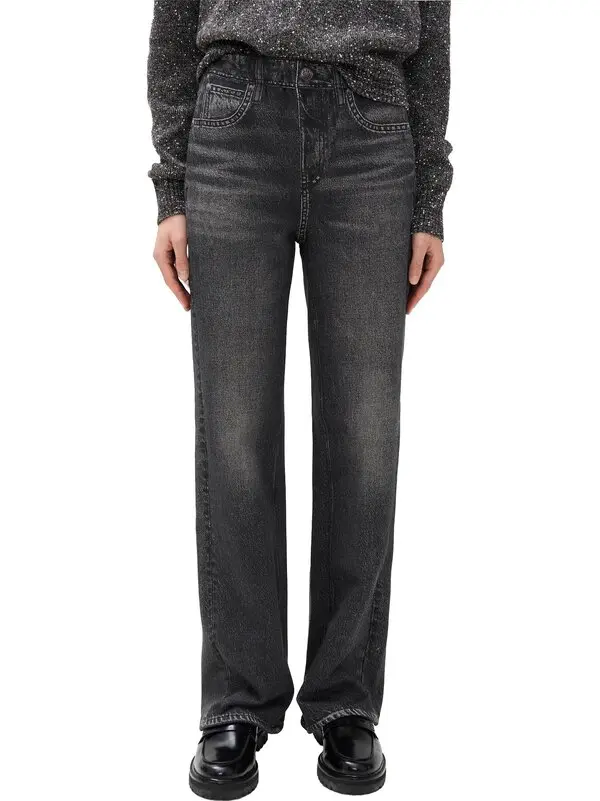 Rag & Bone Miramar Fleece Wide Leg Pants - Washed Black