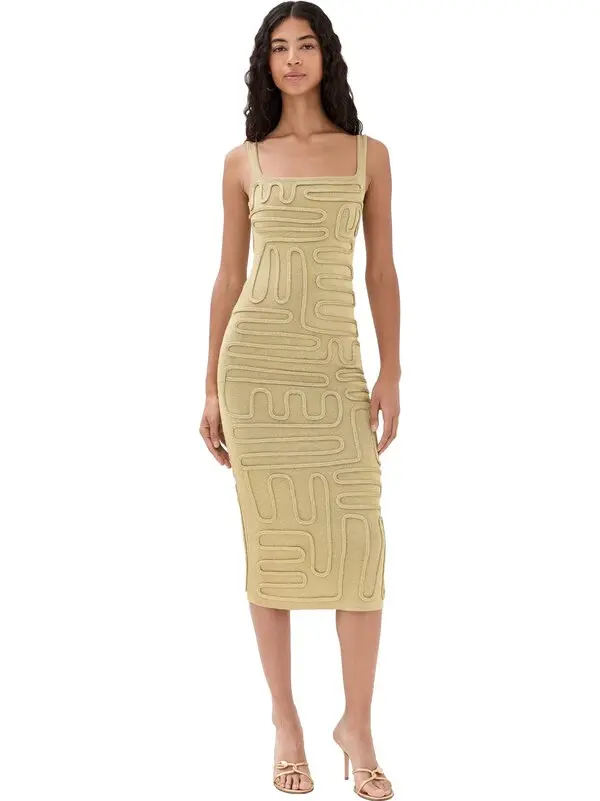 Cult Gaia Kymia Metallic Knit Midi Dress - Gold