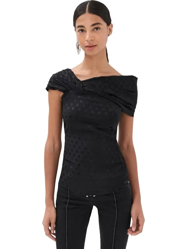Isabel Marant Esen One-shoulder Polka Dot Top - Black