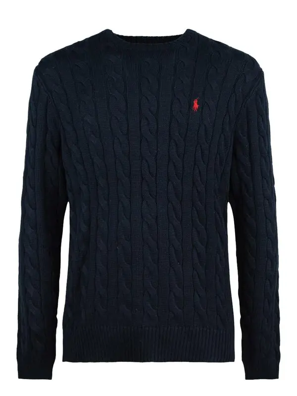Ralph Lauren Braided Cotton Crewneck Sweater - Blue