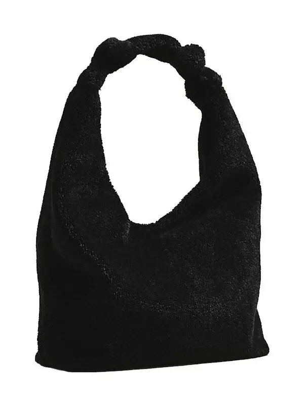 Anthropologie Love Knot Slouchy Sherpa Fleece Bag - Black