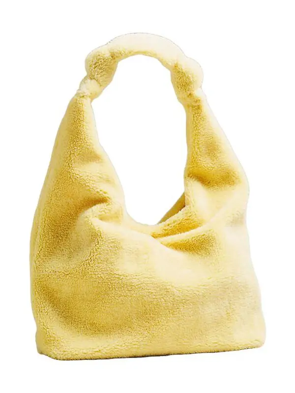 Anthropologie Love Knot Slouchy Sherpa Fleece Bag - Light Yellow