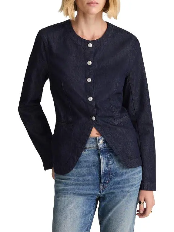 Madewell Collarless Cutaway Denim Jacket - Rinse Wash