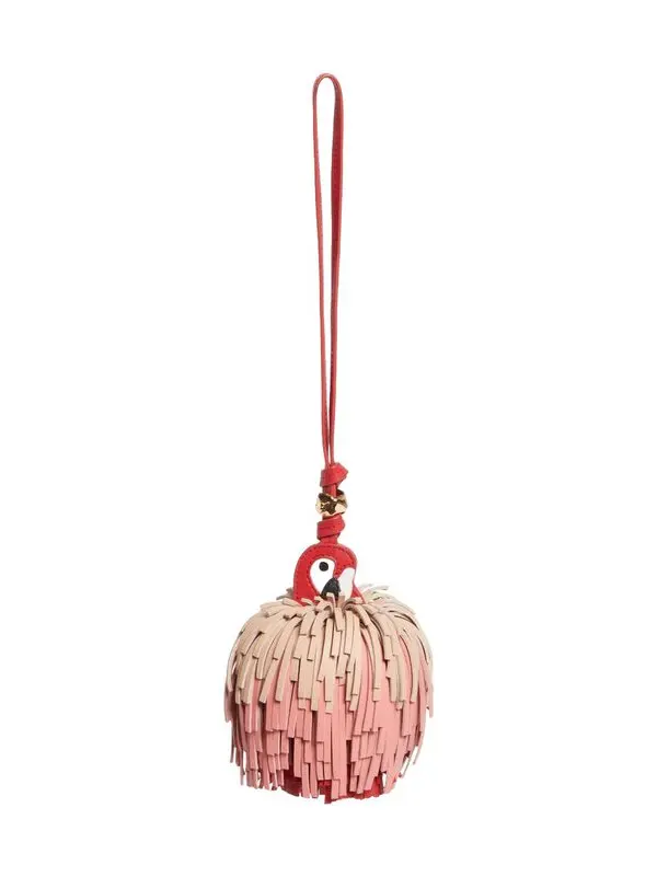 Zimmermann Parrot Fringe Leather Bag Charm - Pink