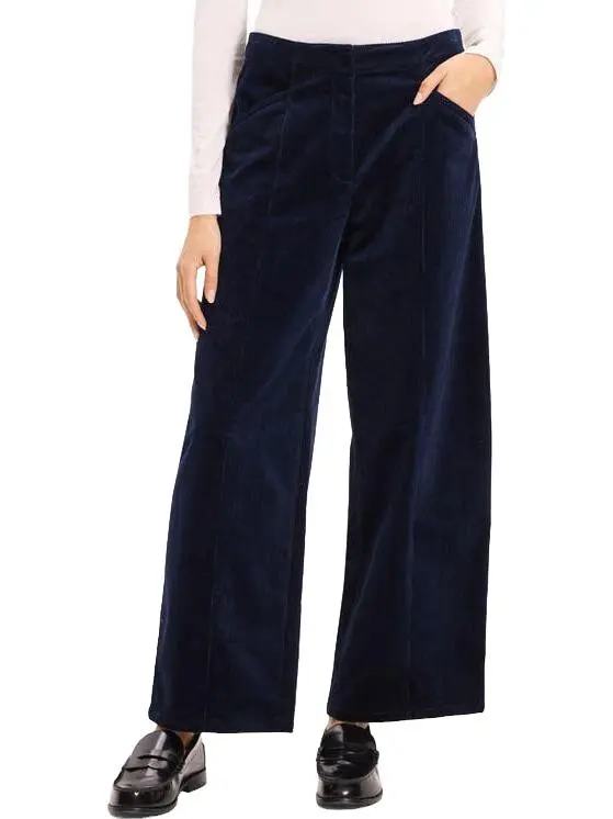 Theory Front Seam Cotton Blend Corduroy Pants - Blue Navy
