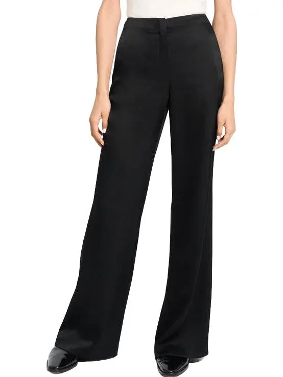 Theory Fluid Satin Wide Leg Pants - Black