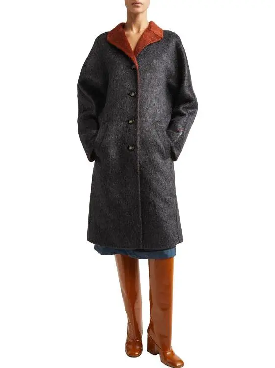 Marni Double Splittable Virgin Wool & Mohair Blend Coat - Ryn80 Granite