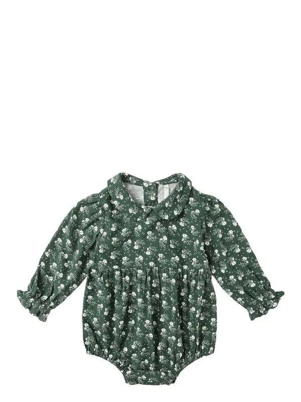 RYLEE + CRU Cora Ditsy Floral Linen Blend Bubble Romper - Green