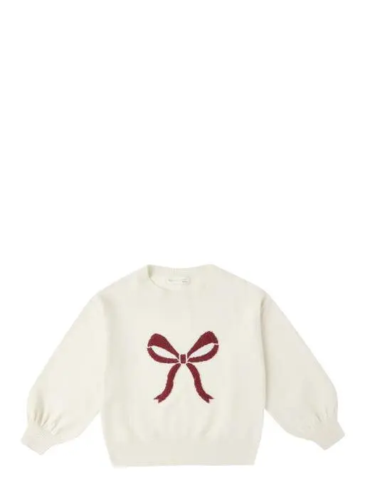 RYLEE + CRU Bow Jacquard Sweater - Natural
