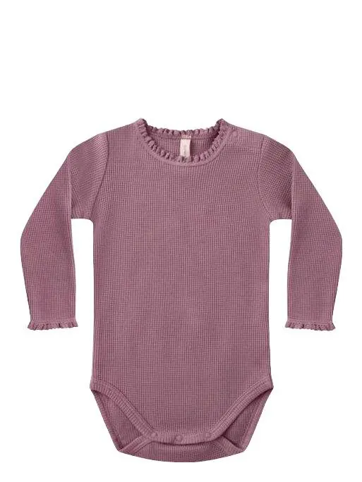 QUINCY MAE Waffle Knit Long Sleeve Bodysuit - Mulberry