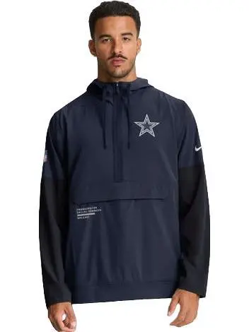 Nike Dallas Cowboys Sideline Anorak Half-zip Hoodie Jacket - Navy