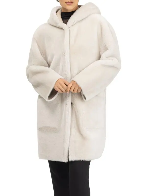 Gorski Merino Genuine Shearling Hooded Jacket - Cream