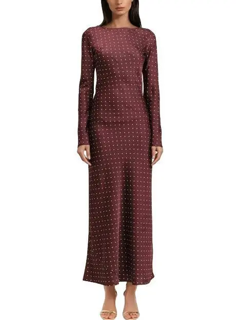 SISTERLY Adele Polka-dot Gown - Burgundy