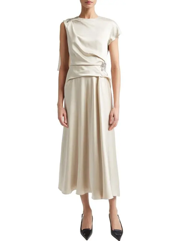 Erdem Drape Satin Gown - Champagne