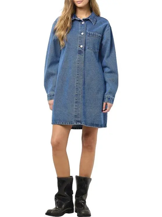 NOISY MAY Delilah Denim Shirt Dress - Medium Blue Denim