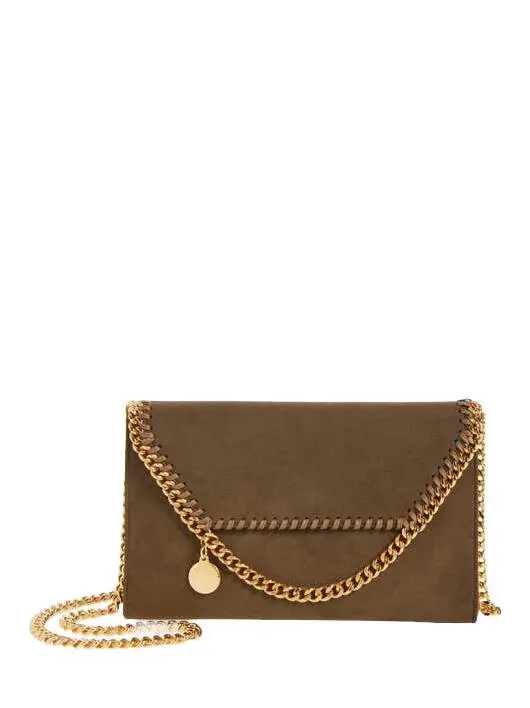 Stella McCartney Falabella Faux Suede Wallet On Chain - Moka