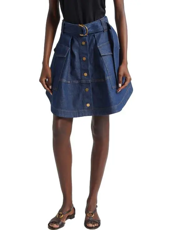Zimmermann Belted Denim Cargo Miniskirt - Ink