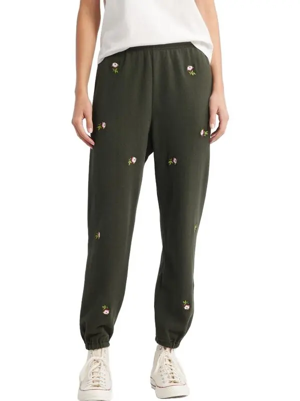 The Great. Stadium Embroidered Sweatpants - Woodland Green