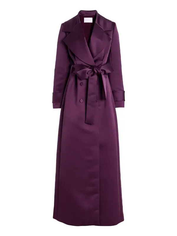 Carolina Herrera Double-breasted Satin Trench Coat - Purple