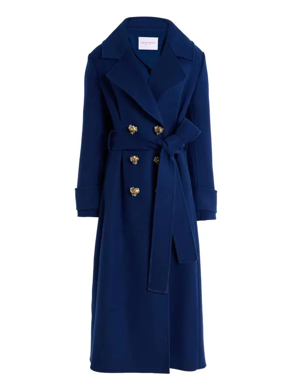 Carolina Herrera Double-breasted Virgin-wool Coat - Navy