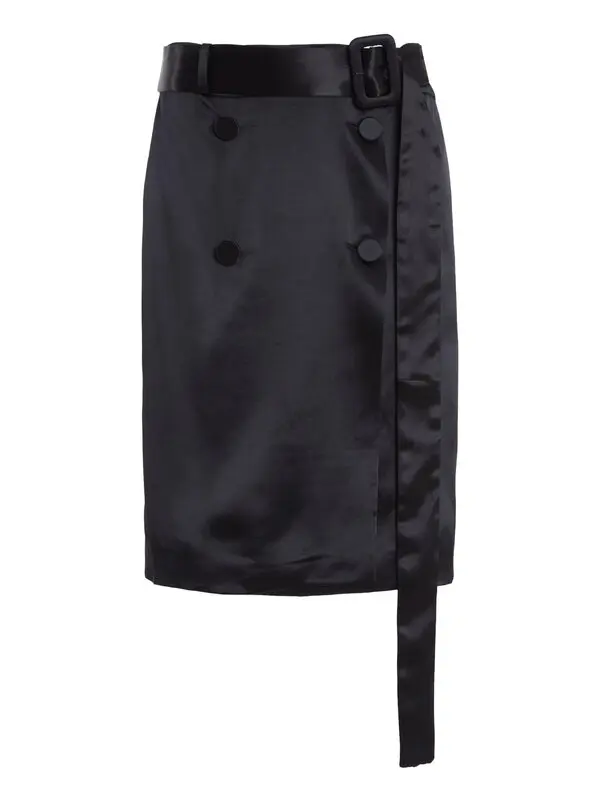 FERRAGAMO Satin Wrap Skirt - Black