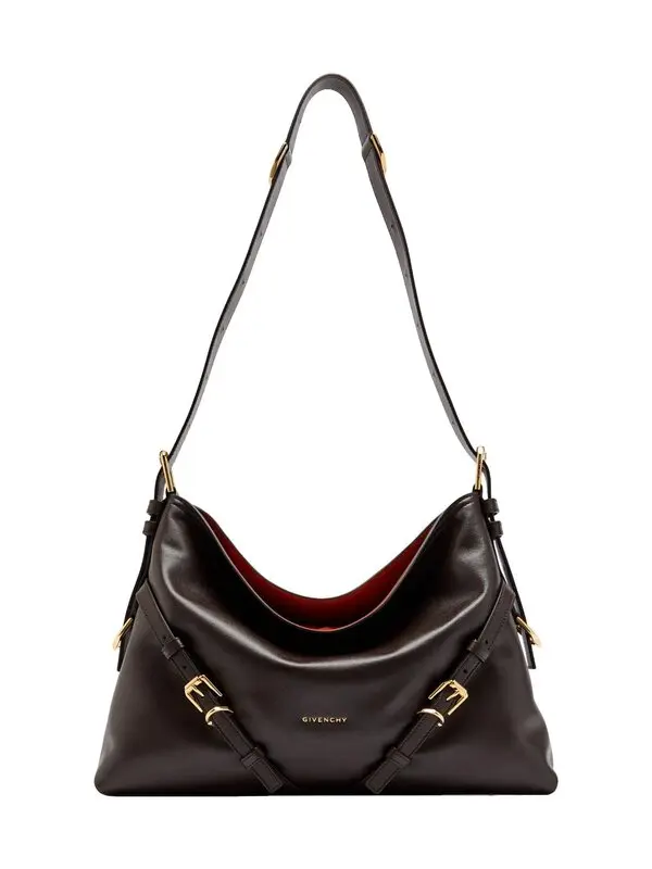 Givenchy Voyou Medium Grained Leather Shoulder Bag - Chocolate