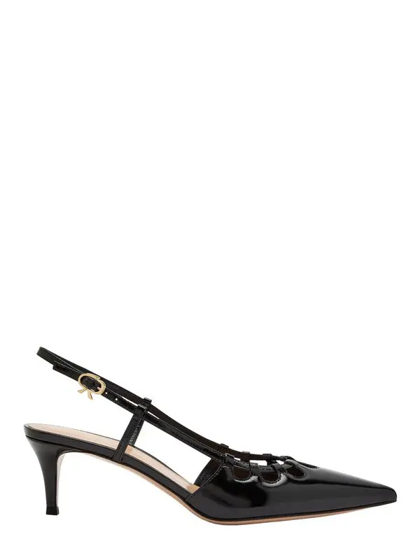GIANVITO ROSSI Eloise 55 Cut-out Glossed Slingback Pumps - Black