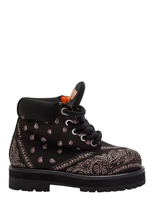 PDF CHANNEL Strada Low Bandana Printed Suede Boots - Black