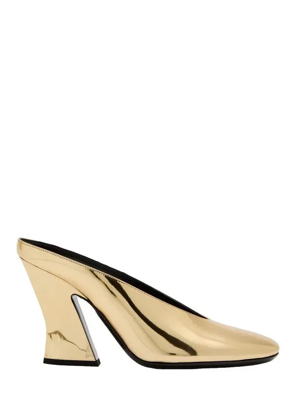 Givenchy Sculpted 95 Metallic Leather Mules - Gold