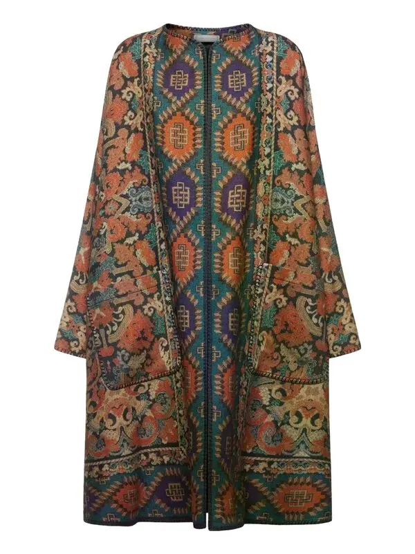 PIERRE-LOUIS MASCIA Tapestry-pattern Coat - Brown