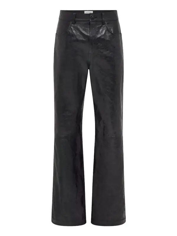 MARINE SERRE Embossed Crescent Moon Leather Trousers - Black