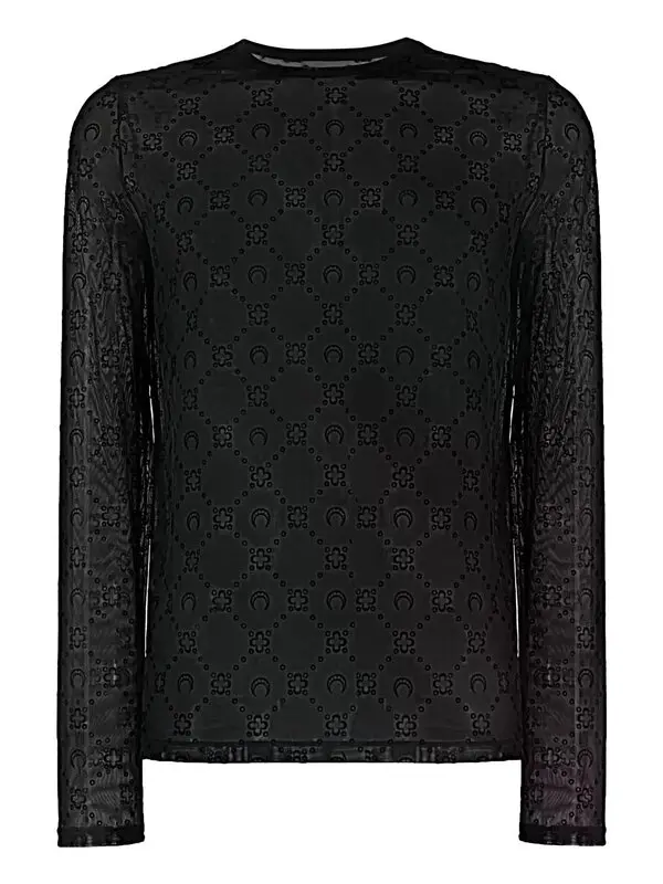 MARINE SERRE Moonogram-pattern Long-sleeve T-shirt - Black