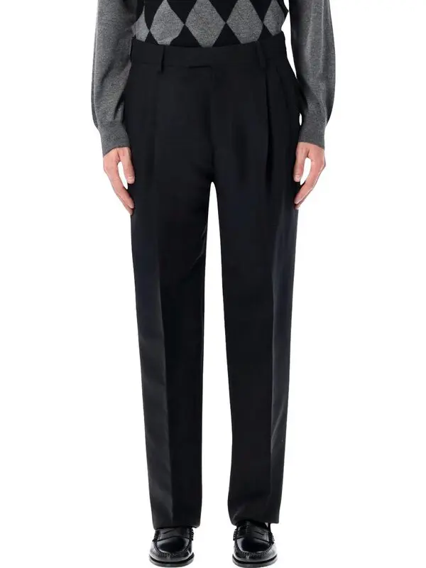 FERRAGAMO Tailored Wool Trousers With Pleats - Black