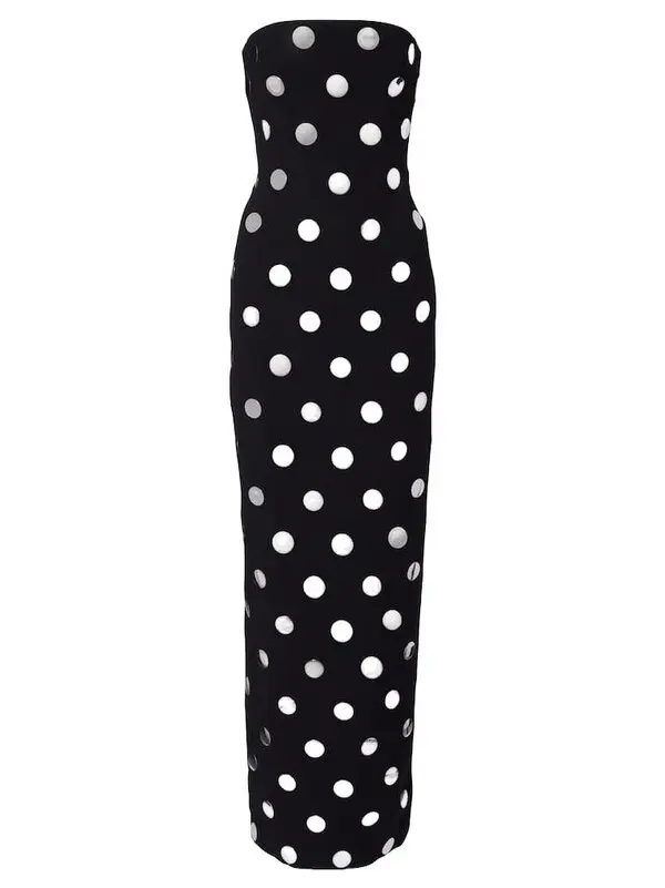 David Koma Polka-dot Gown - Black