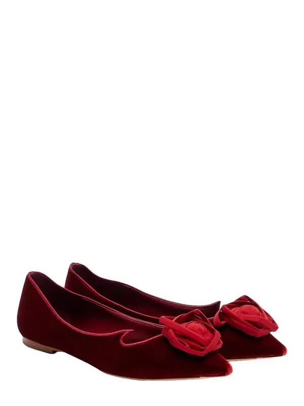 ROGER VIVIER Rose Vivier Velvet Ballet Flats - Red