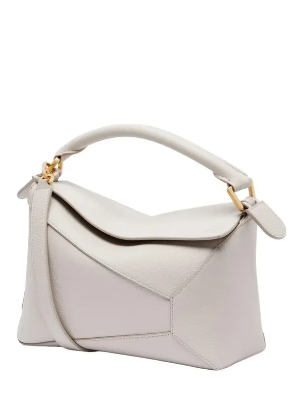 Loewe Puzzle Edge Small Leather Tote Bag - White