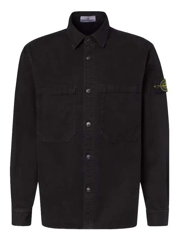 Stone Island Compass Cotton Overshirt - Black