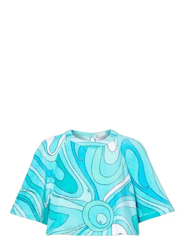 Emilio Pucci Iride Cotton Terry Crop Top - Blue