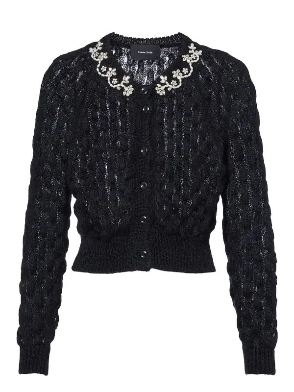 Simone Rocha Embellished Mohair-blend Cardigan - Black