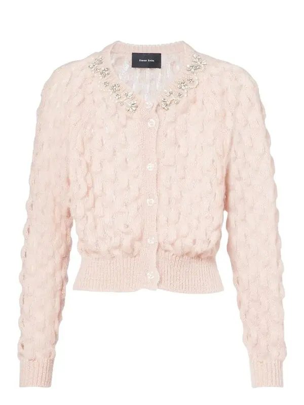 Simone Rocha Embellished Mohair-blend Cardigan - Pink